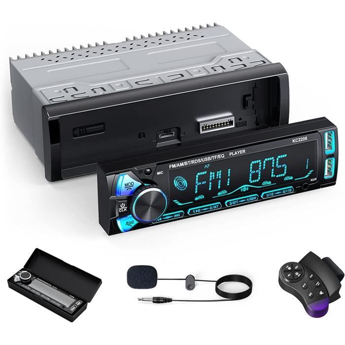 RDS Autoradio Bluetooth Façade Amovible, Poste Radio Voiture Bluetooth ...
