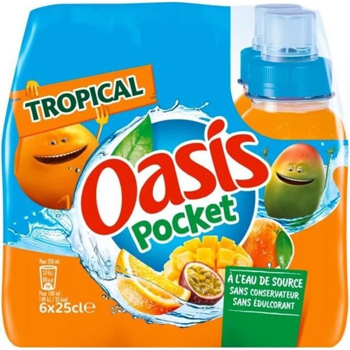 Oasis Pocket Tropical 25cl (pack de 24) - Cdiscount Au quotidien