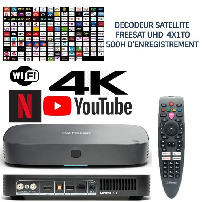 Décodeur satellite HD - Arris - UHD-4X1To - 200 chaînes - 13 chaînes HD ...