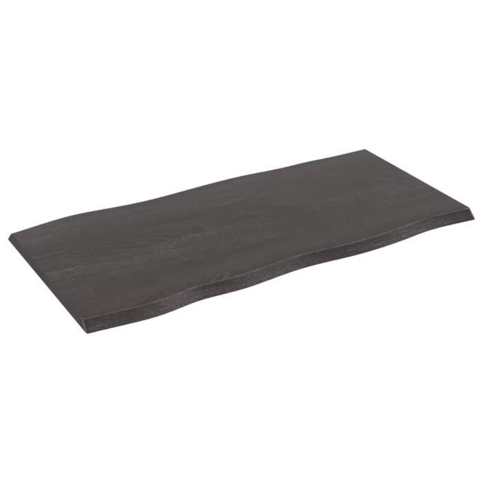 Dessus de table - GAROSA - Bois chêne massif - Gris foncé - 100x50 cm ...