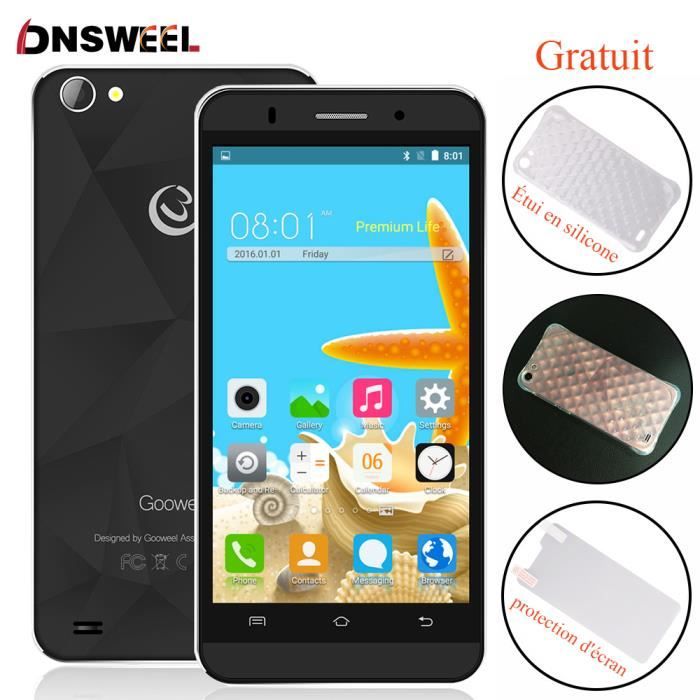 Téléphone portable Gooweel M5 Pro quad core 5 pouce IPS écran 3G ...