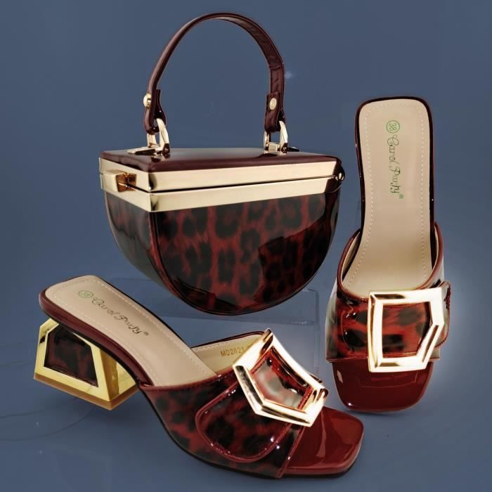Chaussures à motif léopard pour femmes Design italien ensemble assorti ...