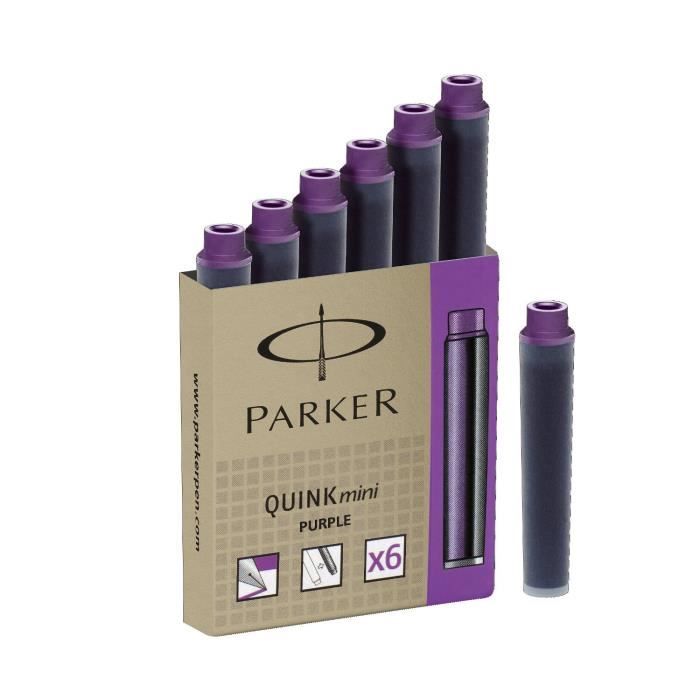 Parker Quink Mini Pack de 6 Cartouches d'encre violette pour Stylo ...