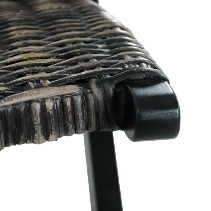 Chaise de relaxation Noir Rotin naturel kubu et bois d'acajou Qqmora ...
