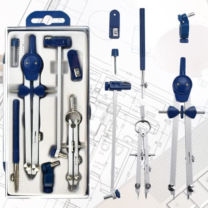 Kit De Compas Metal Boussole Dessin+Convertisseur Compas De Menuisier ...