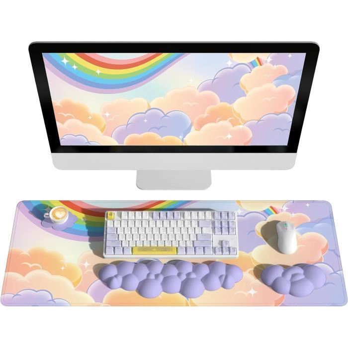 Cloud Keyboard Mouse Pad Wrist Support Set (4Pcs Desk Pad Set),Large ...