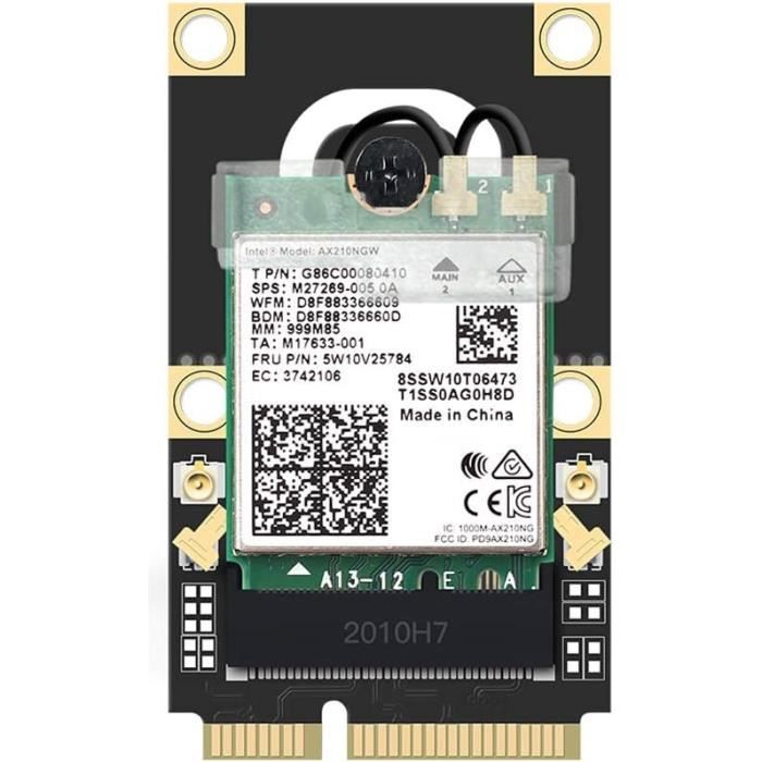 Mini Adaptateur PCI-E WiFi 6E Intel AX210 Bluetooth 5.2 WiFi 6 Carte 2 ...