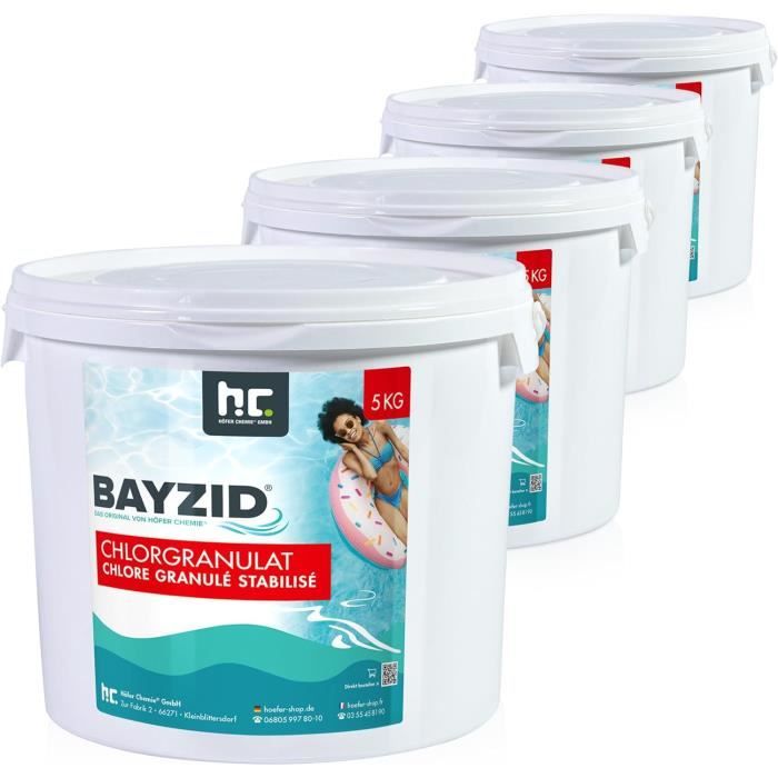 Höfer Chemie 4 x 5 kg (20 kg) BAYZID Chlore granulés stabilisé Choc ...
