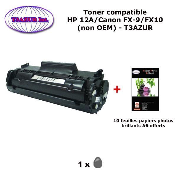 Toner - T3AZUR - FX10 - Noir - 2000 pages - Compatible Canon PC D440 ...