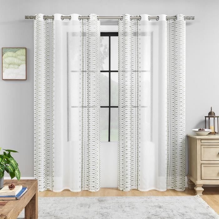 THOTCOC 1PCS Rideau brodé style bohème-100CM*245CM-vert - Cdiscount Maison