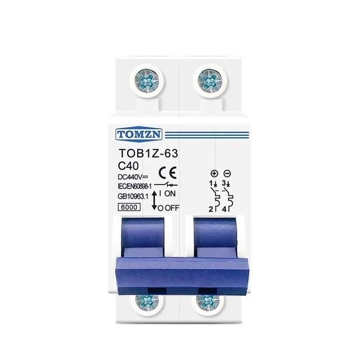 2P Dc Mcb 6Ka 440V Mini Disjoncteur 3A 6A 10A 16A 20A 25A 32A 40A 50A 63A (Size : 63A)[H3021 ...