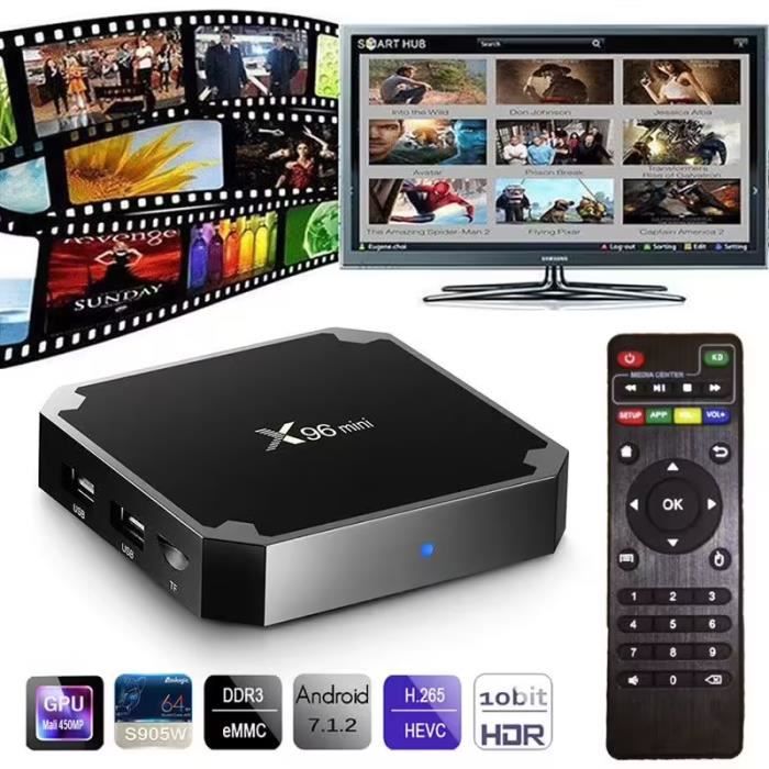 X96mini TV Box Android - Boitier iptv 2GB RAM 16GB ROM, 4K HD-Quad Core H313 64 Bits-2.4GHz WiFi ...