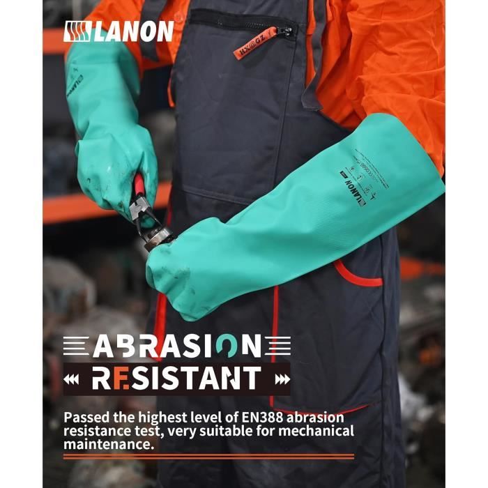 Lanon Gants Protection Chimique En Nitrile, Gants De Travail De ...