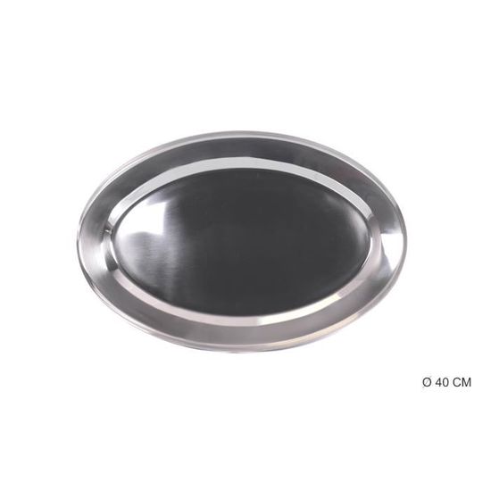 Plateau Acier Inox Ovale ( Lot de 2 ) Plat de Service Présentation ...