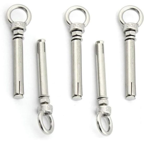 Chiloskit Lot 5 Boulons D ancrage Acier Inoxydable 304 Style Brut 70 Mm Long (m10 X Mm ...