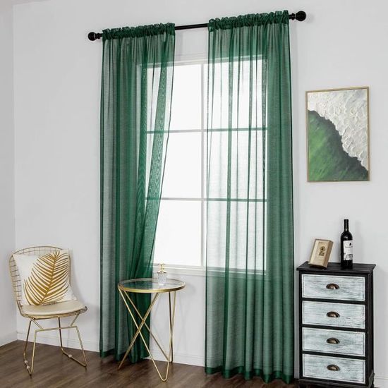 Lot De 2 Rideaux Transparents Vert Émeraude De 213,4 Cm De Long En ...