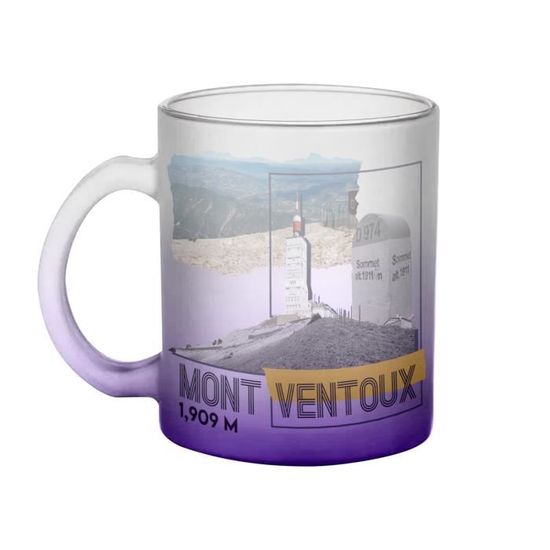 Mug en Verre Violet - Mont Ventoux Collage Vélo France Cyclisme Tour ...