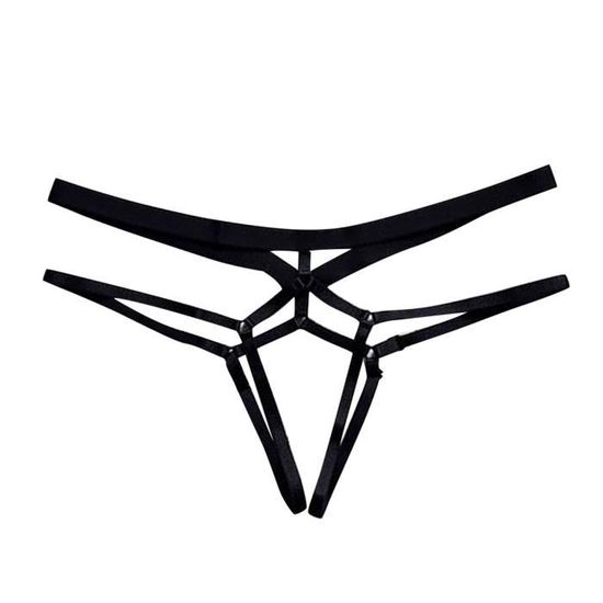 String Tanga Femmes culotte sexy dentelle haute élastique lingerie ...