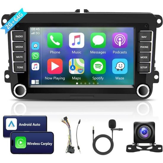 2G+64G Sans Fil Carplay Android Autoradio Pour Vw Golf 5 6 Passat Polo ...
