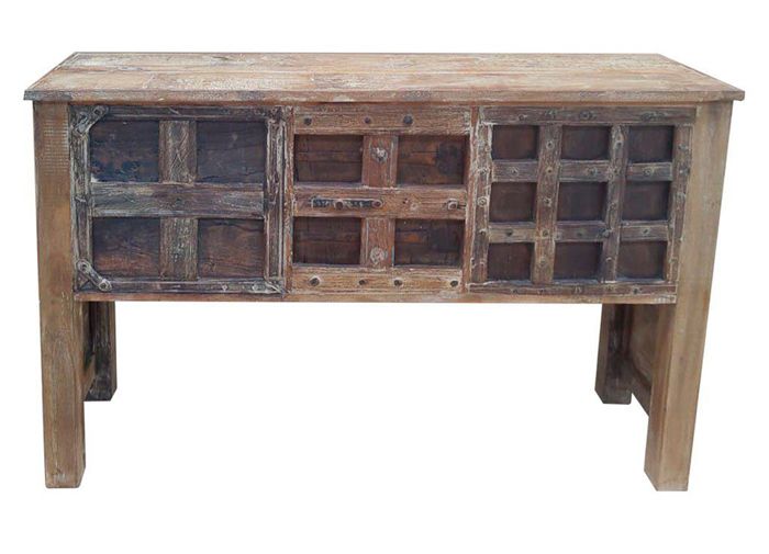 Meuble console, table console en bois coloris marron - Longueur 138 x ...