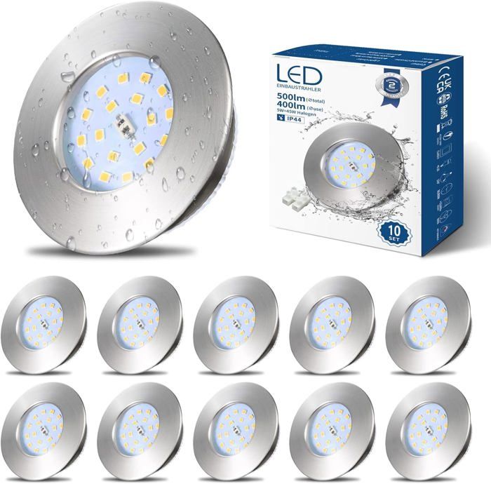 Spot Led Encastrable Extra Plat 5W,10X Spot Salle De Bain Ip44,Blanc ...