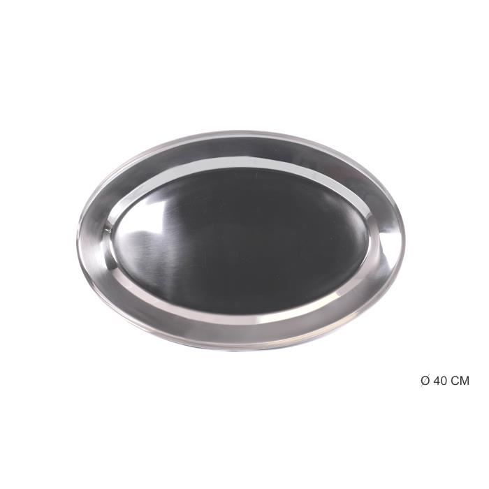 Plateau Acier Inox Ovale ( Lot de 2 ) Plat de Service Présentation ...