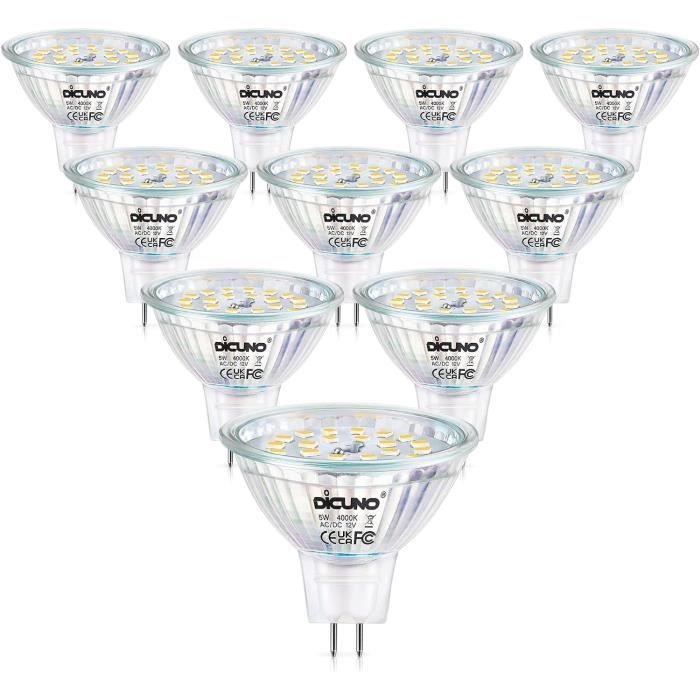Dimmable Ampoule LED GU5.3 MR16, Blanc neutre 4000K, 12V, 5W équivalent 50W lampes halogènes ...