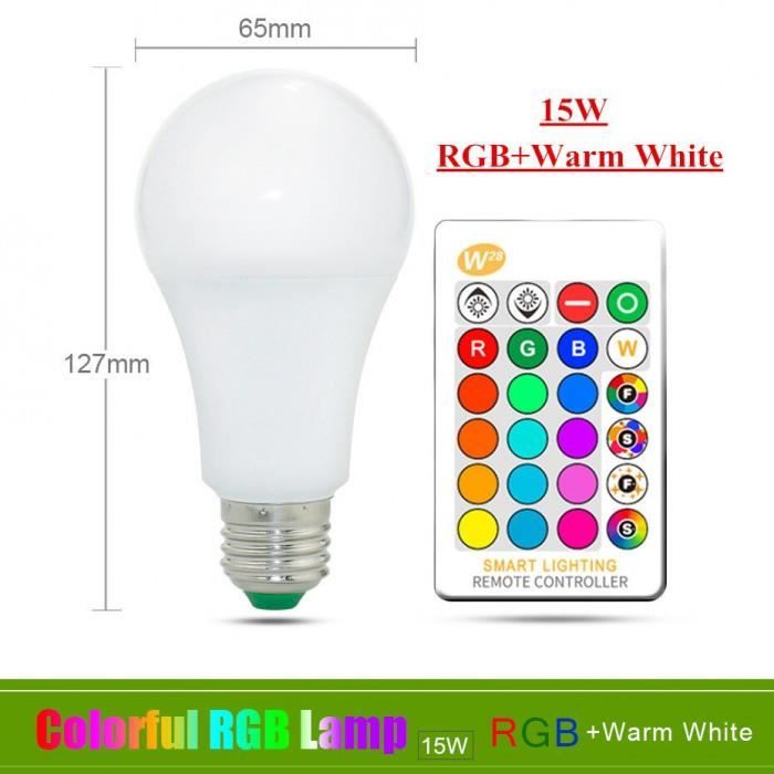 Version 15W RGBWW - 1Pcs - E27 Led 16 Couleur Changeante Rvb + Blanc Magique Ampoule Lampe Ac85 ...