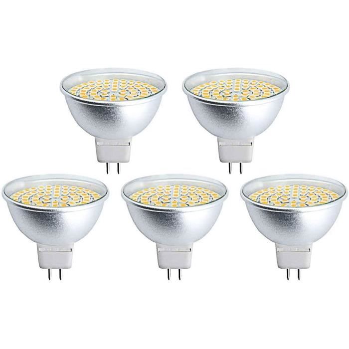 Lot De 5 Ampoules Led Mr16 Gu5 3 220 V 5 W Avec 500 Lm Équivalentes Aux