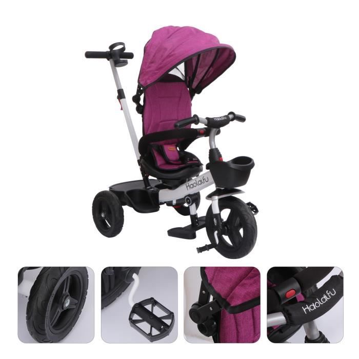 Tricycle pour enfants 1-6 ans poussette pliante inclinable dans les ...