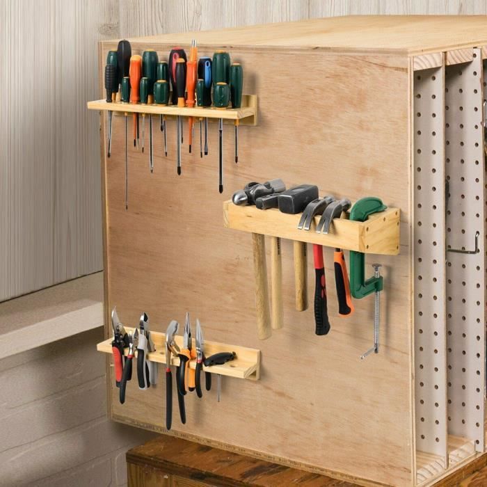 Étagère Murale Porte-outils en bois, Pour le rangement de marteaux ...