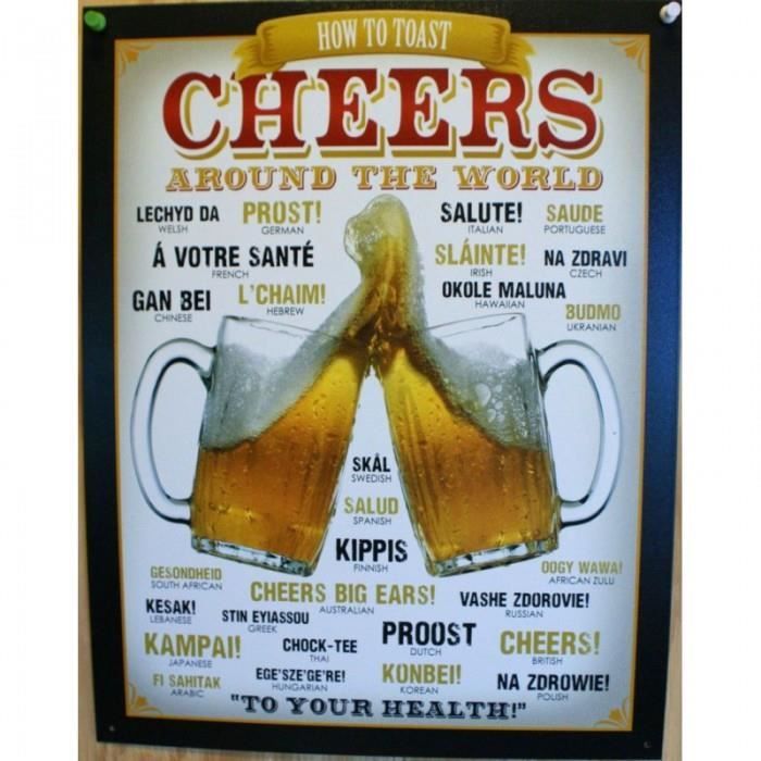 Plaque Décorative - Cheers - Tchin Tchin - Métal - Vintage - 30 cm ...