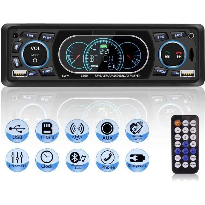 Autoradio Usb Bluetooth Mains Libres, Poste Radio 4X60W 1 Din Mp3 Lecteur De Voiture Stéréo ...