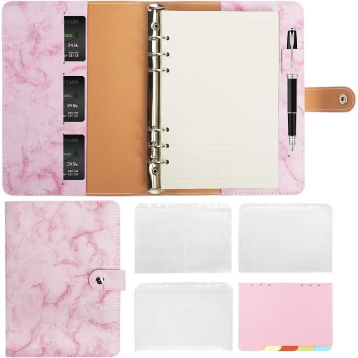 Carnet De Reliure À Anneaux A5 En Cuir, Classeur A5 À 6 Anneaux Avec Papiers De Recharge A5 ...