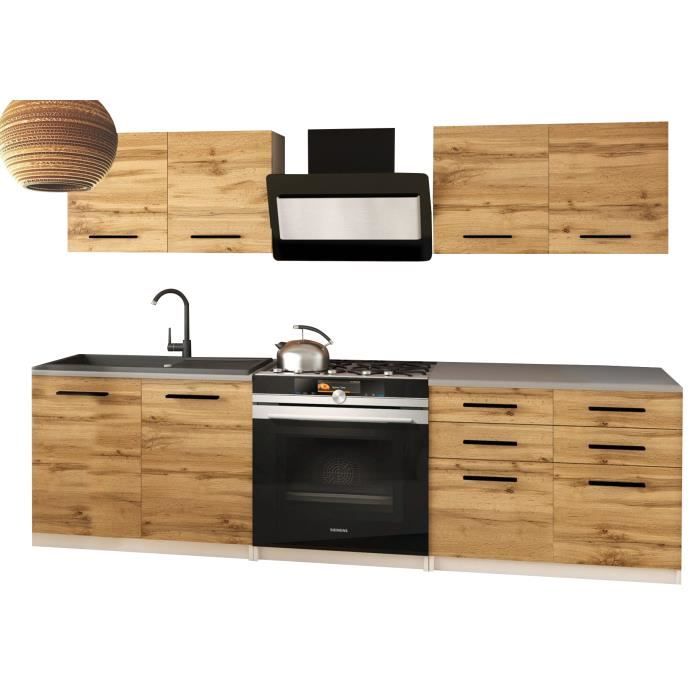 KOMPANO - Cuisine complète L160 cm - Cuisine droite 6 pcs - Plan de ...