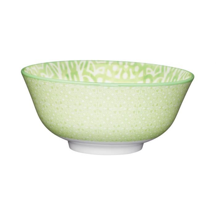 KitchenCraft bol Vert et Blanc Effet Carrelage 15,7 cm céramique ...