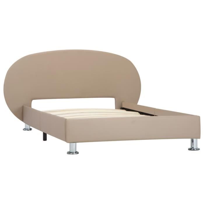Cadre de lit - SALUTUYA - BD52223 - Similicuir Cappuccino - 100 x 200 ...