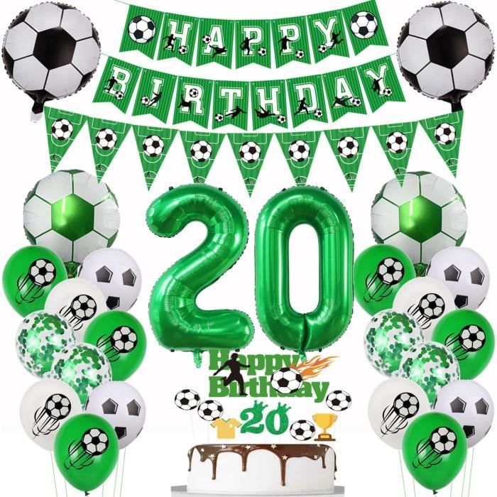 Ballon Anniversaire Football 20 Ans Anniversaire Football Décoration 20 Ans Anniversaire Vert ...