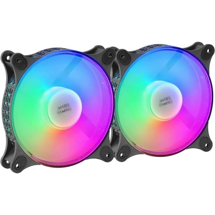 MARSGAMING MF-Duo, Kit 2 Ventilateurs FRGB Rainbow 360°, Ultra ...