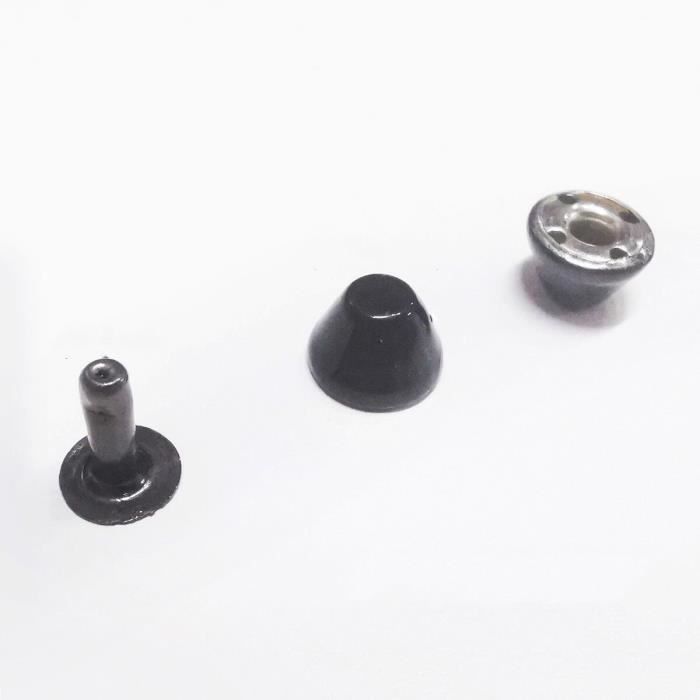 RIVET,black-12mm--Rivets en forme de seau métallique, 100 ensembles ...