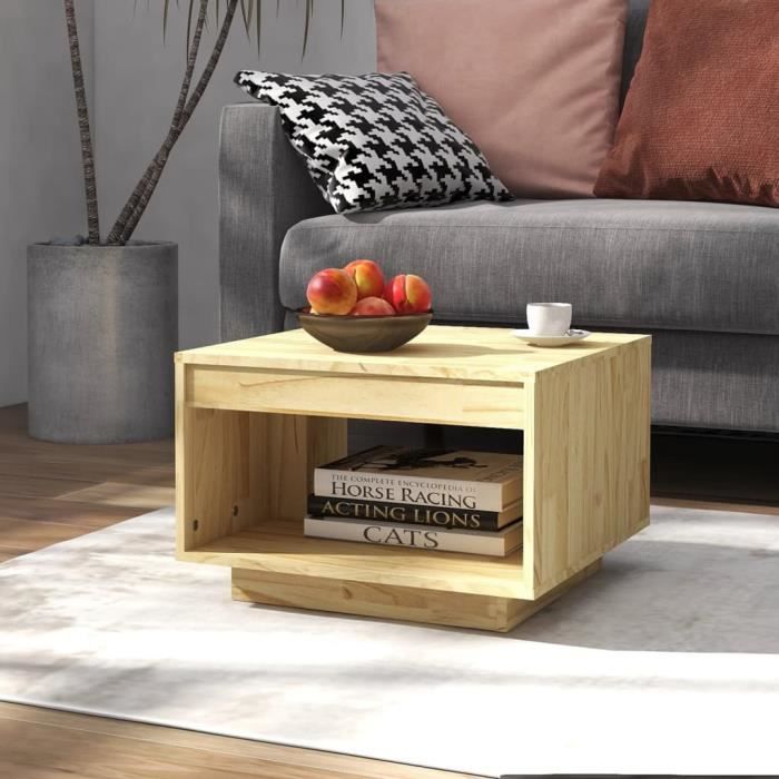Table basse - ZJCHAO - 50x50 cm - Bois de pin massif - Design ...