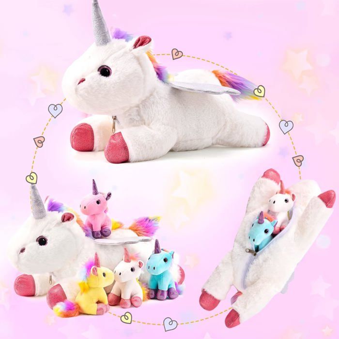 Tacobear Peluche Licorne Douce Peluche Oreiller Maman avec 4 Bébés ...