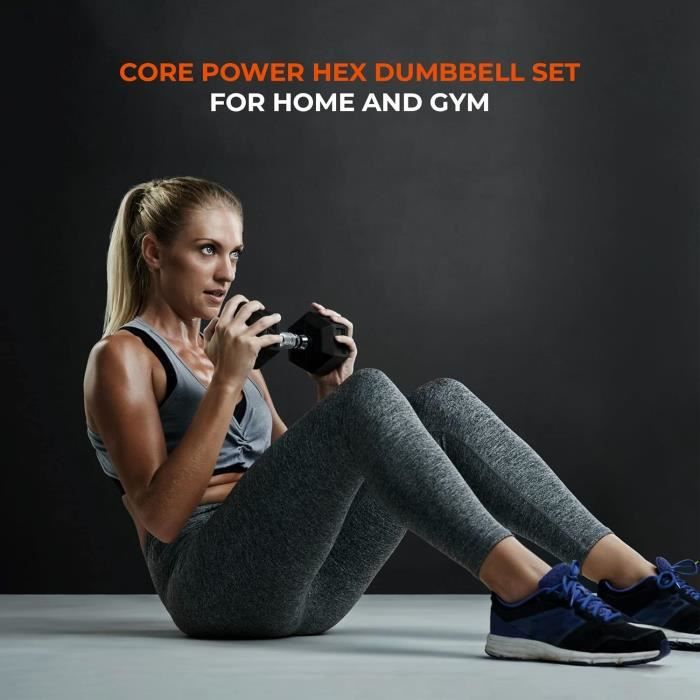 Core-Power Hexagon Dumbbells 2kg Set d'haltères pour Fitness, Crossfit ...