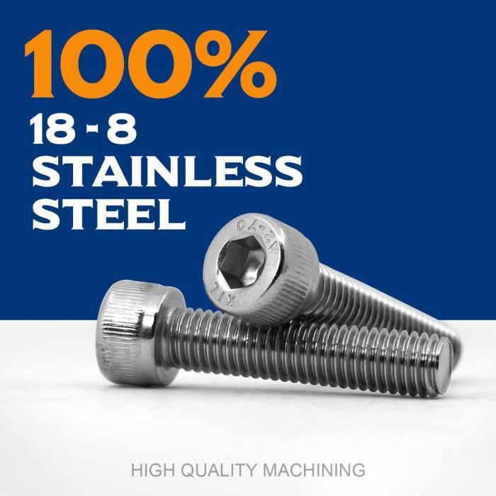 M6 x 25mm 30PCS vis cylindrique à six pans creux selon la norme,acier inoxydable 304 Entièrement ...