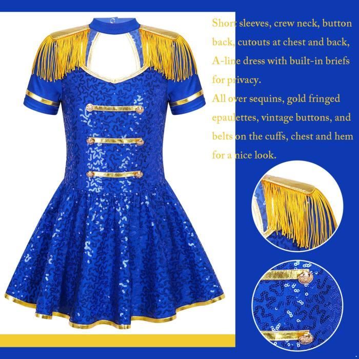 Inlzdz Enfant Fille Déguisement Monsieur Loyal Cirque Robe Danse