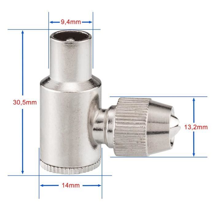 1 connecteur coaxial IEC coudé à 90° (outils nécessaires) - Connecteur ...