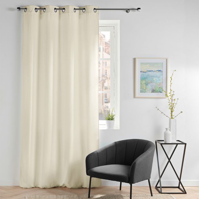 Rideau velours tamisant Novana Beige 135 x 260 cm – œillets métal ...