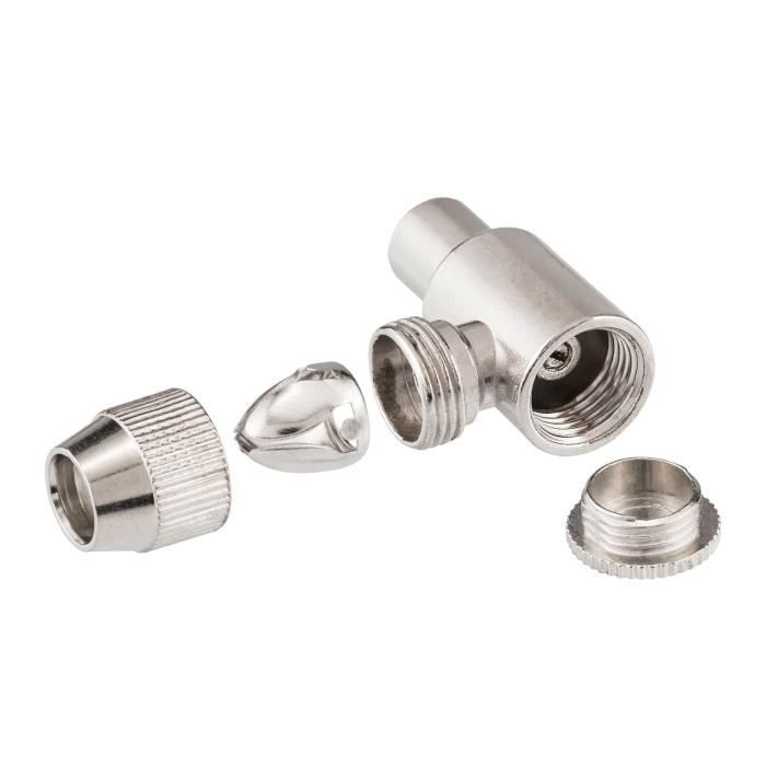 1 connecteur coaxial IEC coudé à 90° (outils nécessaires) - Connecteur ...