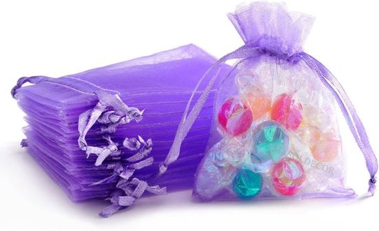 50Pcs Violet Clair Sacs Organza 7X9Cm,Sacs Cadeaux En Organza Pochette À Bijoux,Sachets En ...