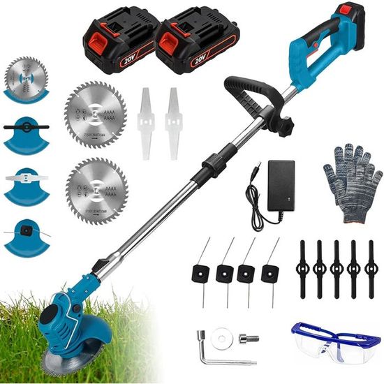 Coupe Bordure sans Fil avec Batterie Debroussailleuse Electrique sans Fil avec 2 pièces Batterie ...